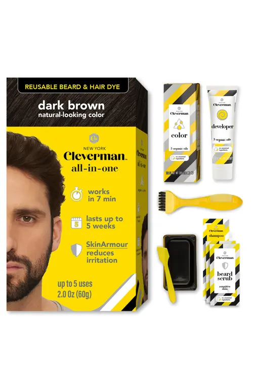 CLEVERMAN Reusable Beard & Hair Dye Kit - Dark Brown