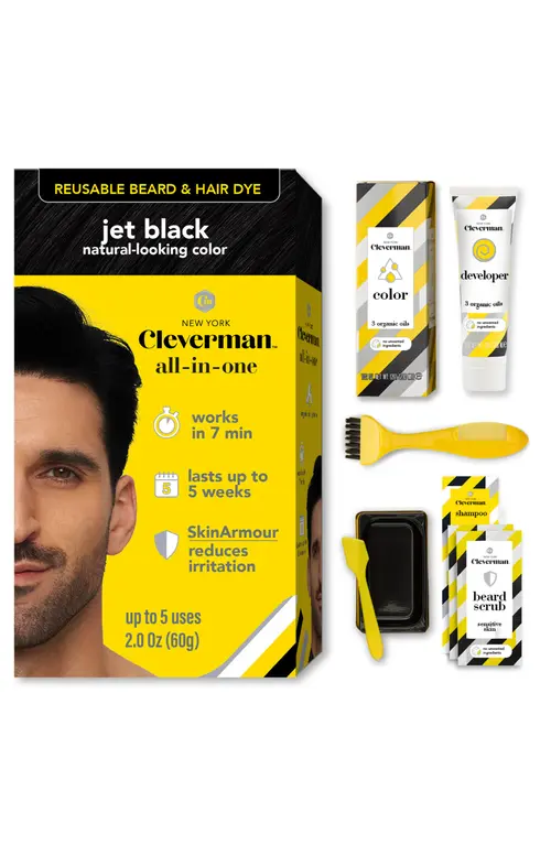 CLEVERMAN Reusable Beard & Hair Dye Kit - Jet Black