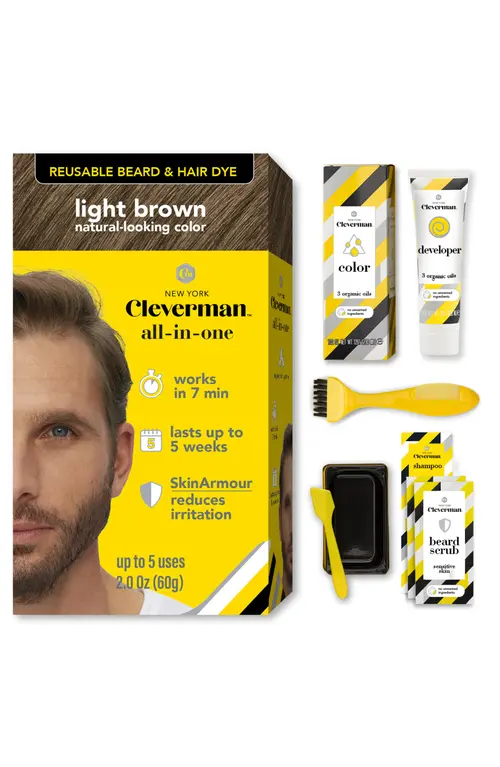 CLEVERMAN Reusable Beard & Hair Dye Kit - Light Brown