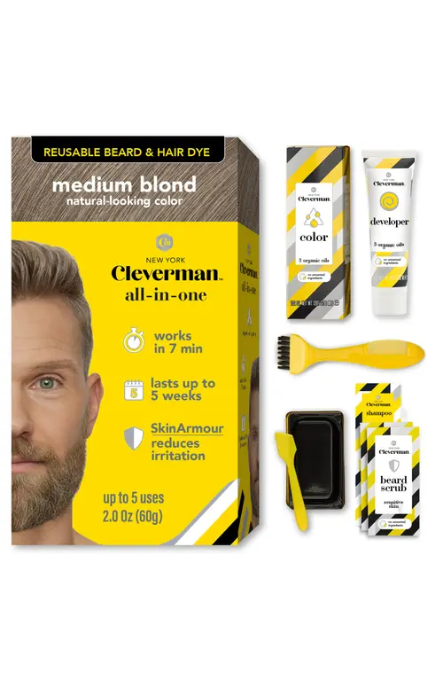 CLEVERMAN Reusable Beard & Hair Dye Kit - Medium Blond