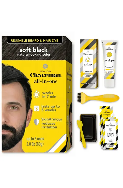 CLEVERMAN Reusable Beard & Hair Dye Kit - Soft Black