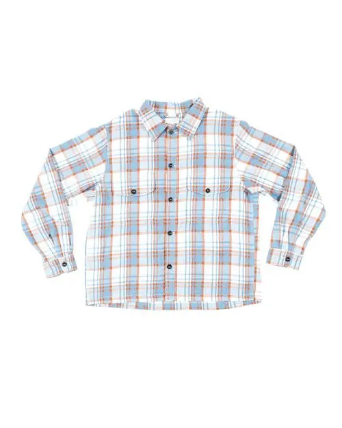 ARIKO Bucky Flannel Over Shirt - Blue/tan