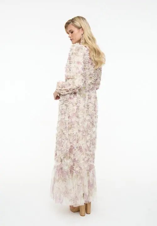 BEAUUT Ruffle Floral Mesh Maxi Dress