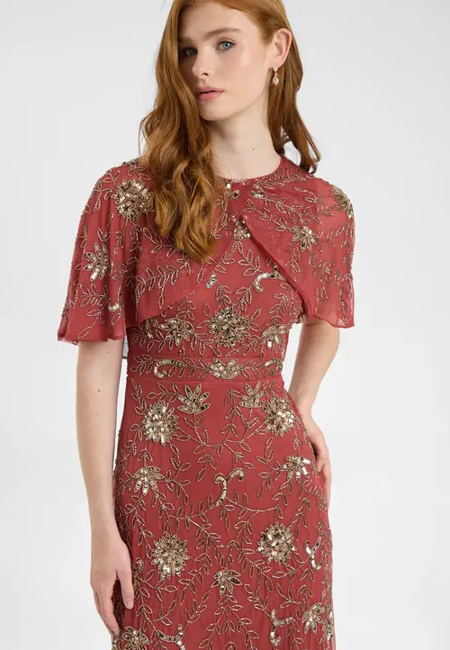 BEAUUT Embellished Sequin Beaded Maxi Gown