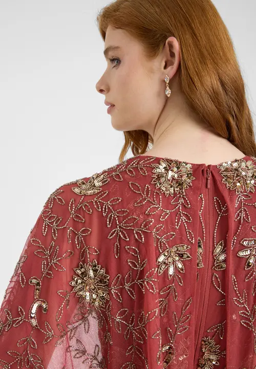 BEAUUT Embellished Sequin Beaded Maxi Gown