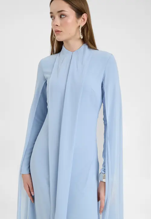 MARYISA Cape-style Chiffon Maxi Dress