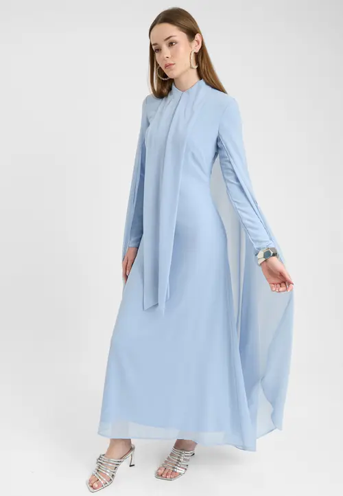 MARYISA Cape-style Chiffon Maxi Dress