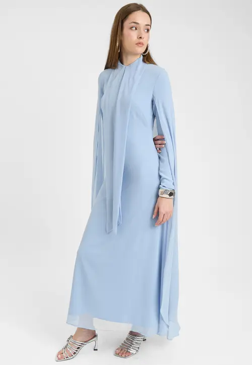 MARYISA Cape-style Chiffon Maxi Dress
