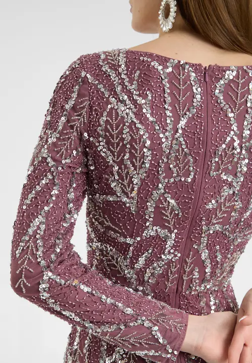 MARYISA Embellished A-line Maxi Dress - Mauve