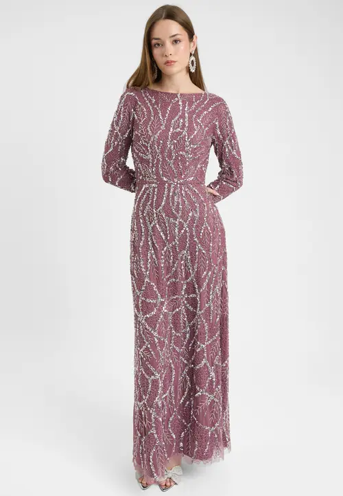 MARYISA Embellished A-line Maxi Dress - Mauve