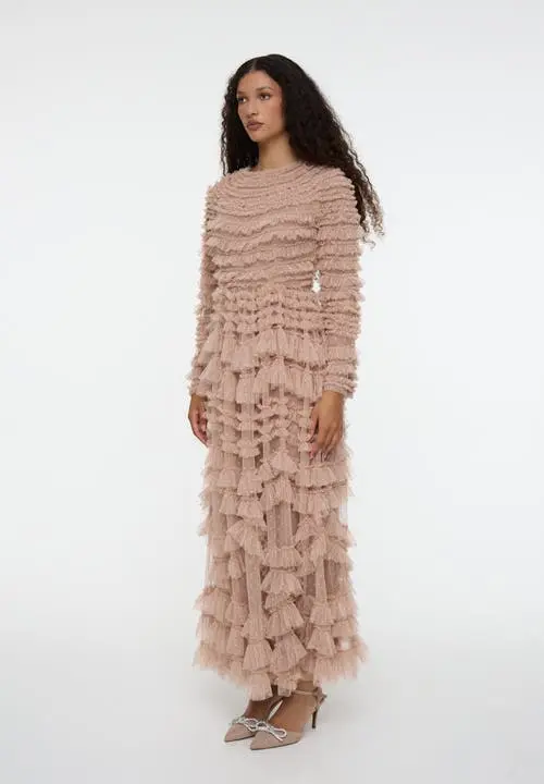 MARYISA Modest Ruffle Maxi Dress
