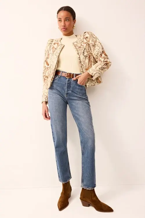 MARIE OLIVER Faison Cropped Moto Jacket