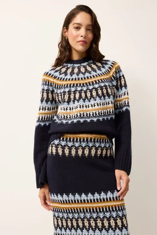 MARIE OLIVER Dion Fair Isle Yoke Sweater - Sea