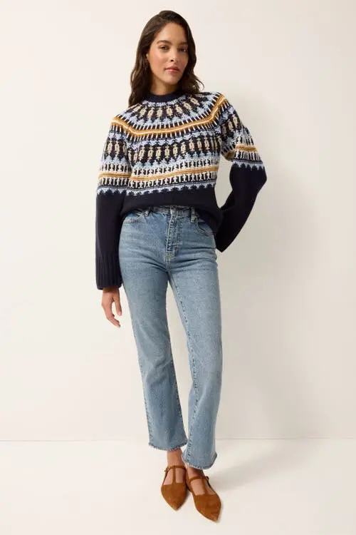 MARIE OLIVER Dion Fair Isle Yoke Sweater - Sea