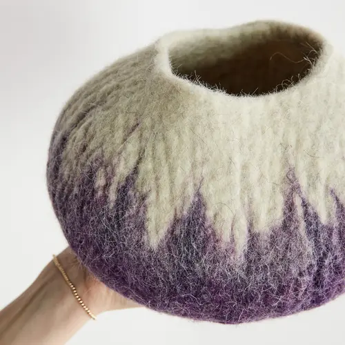 KANJU INTERIORS Purple Decorative Wool Ukhamba Bowl - Violet