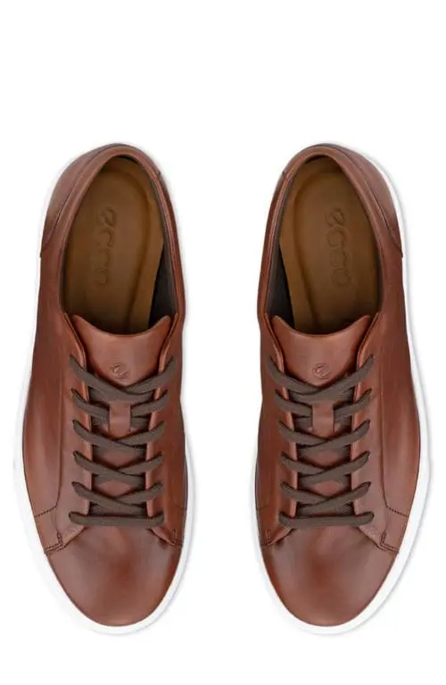 Ecco Soft 10 Leather Sneaker - Cognac