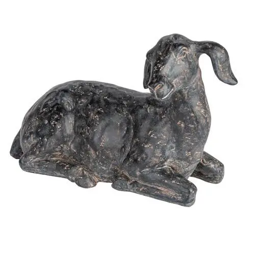 STORIED HOME Resin Lying In Rest Goat Accent Décor With Cast Iron Finish - Black