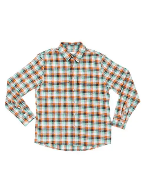 ARIKO Summer Softy Plaid Shirt - Green/orange