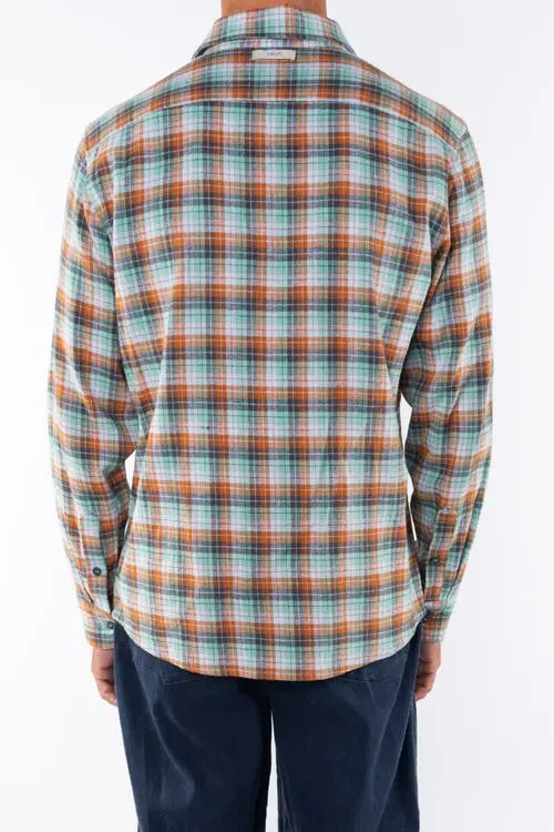 ARIKO Gender Inclusive Soft Plaid Shirt - Green/orange
