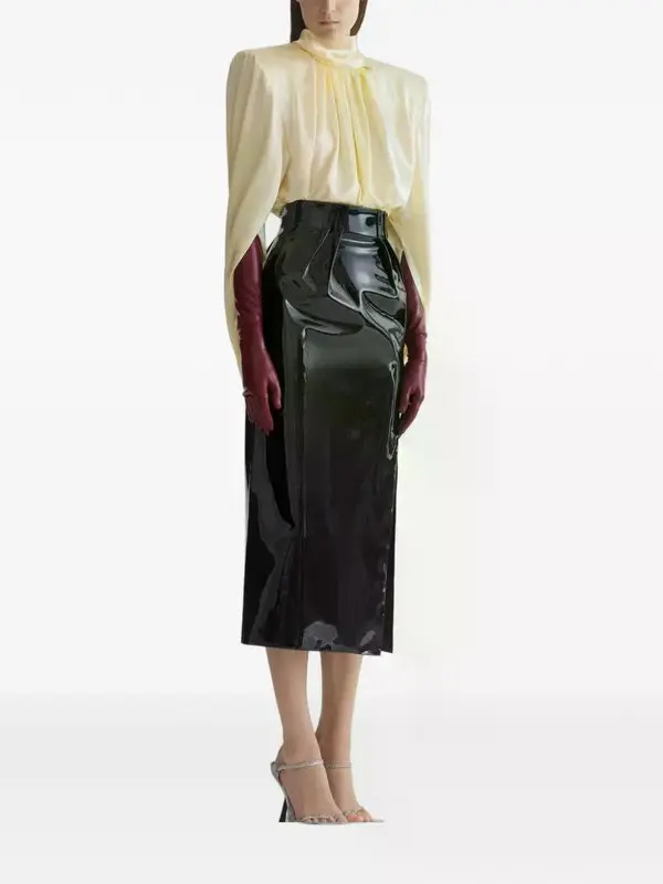 MUGLER Draped High-neck Top - Black