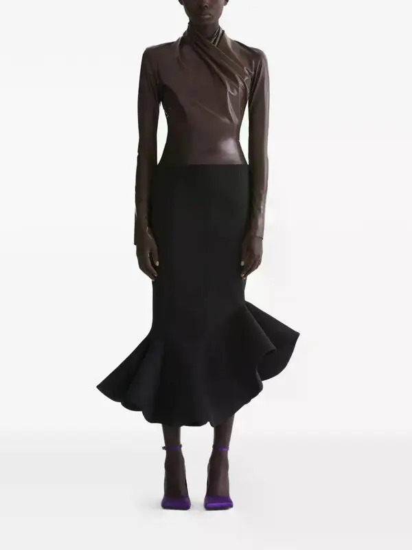MUGLER Ruffled Hem Skirt - Black