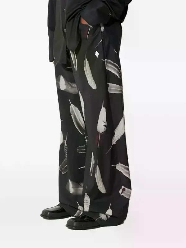 COUNTY OF MILAN Feather-print Wide Leg Trousers
