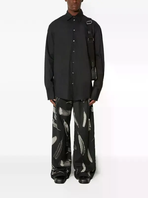 COUNTY OF MILAN Feather-print Wide Leg Trousers