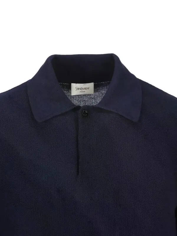 Saint Laurent Ribbed Polo T-shirt - Blue