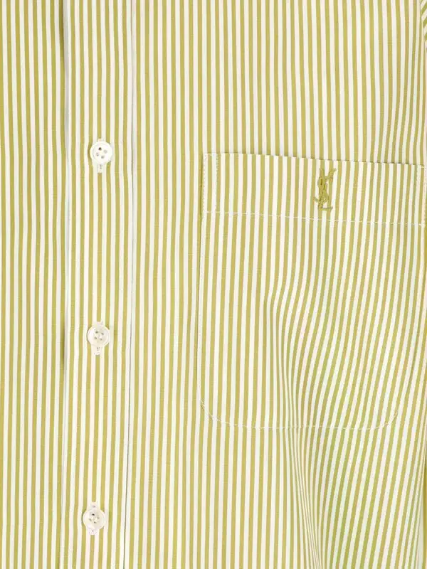 Saint Laurent Cassandre Striped Cotton Shirt - Neutrals