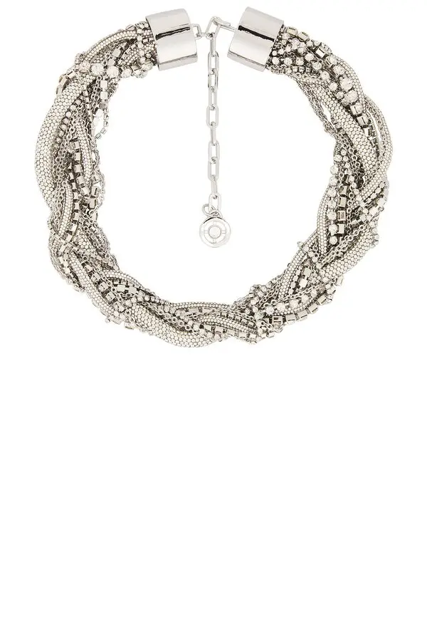 AREA Messy Chain Necklace - Clear Crystal & Silver