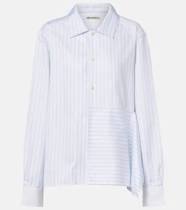 JW Anderson Striped Asymmetric Cotton Poplin Shirt