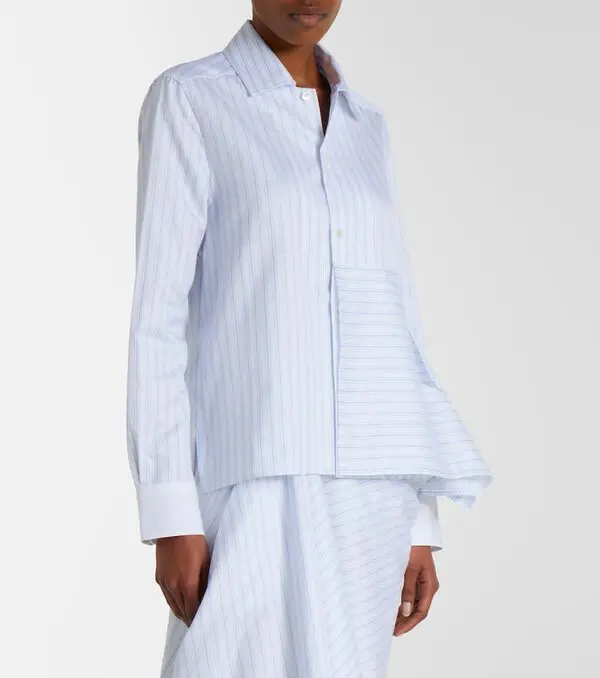 JW Anderson Striped Asymmetric Cotton Poplin Shirt