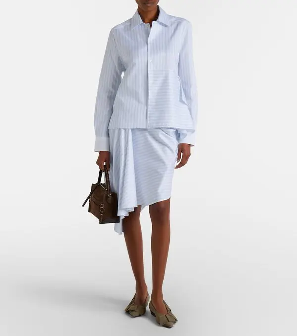 JW Anderson Striped Asymmetric Cotton Poplin Shirt