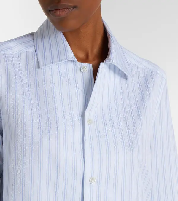 JW Anderson Striped Asymmetric Cotton Poplin Shirt