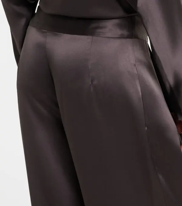 THE SEI Silk Satin Wide-leg Trousers - Grey