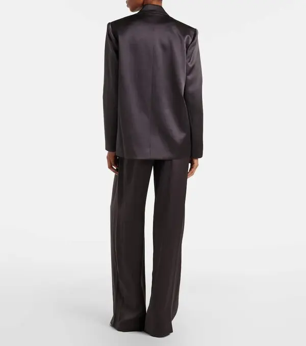 THE SEI Silk Satin Wide-leg Trousers - Grey