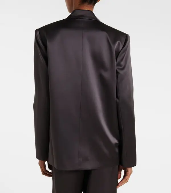THE SEI Double-breasted Silk Satin Blazer