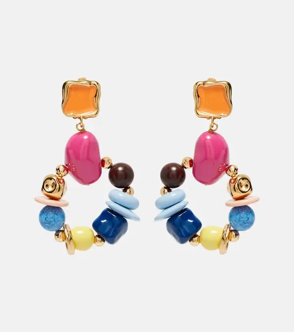 Oscar De La Renta Seaglass Beaded Clip-on Earrings - Multicoloured