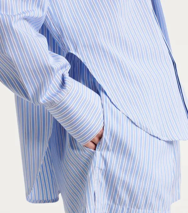 Plan C Striped Cotton Shirt With Scarf Detail