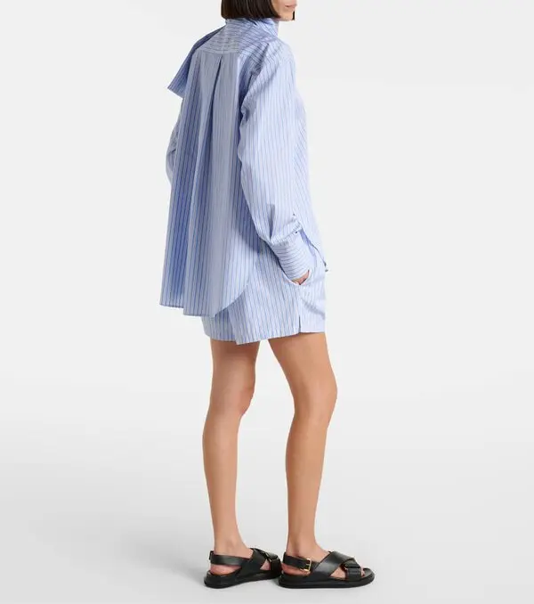 Plan C Striped Cotton Shorts