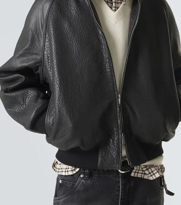 Studio Nicholson Leather Bomber Jacket