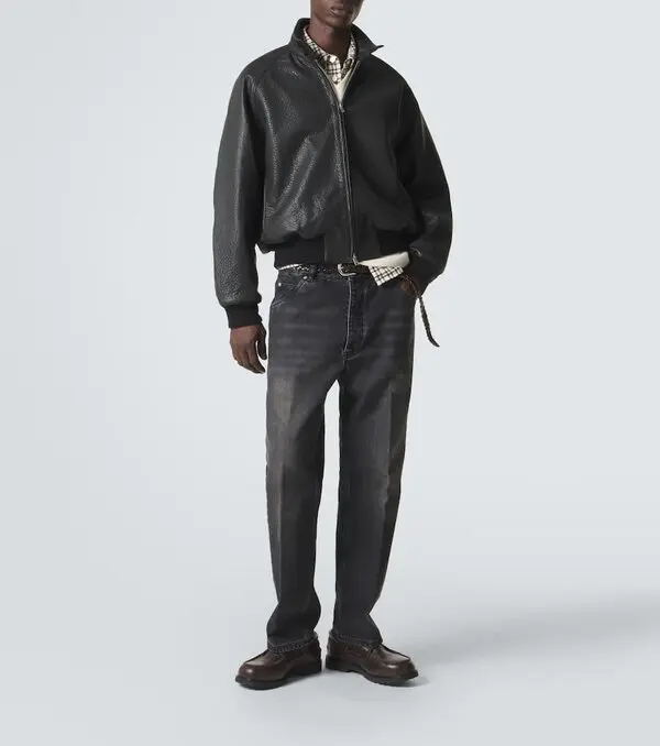Studio Nicholson Leather Bomber Jacket
