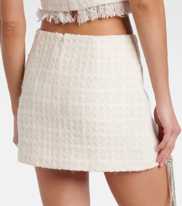 AREA Embellished Tweed Miniskirt