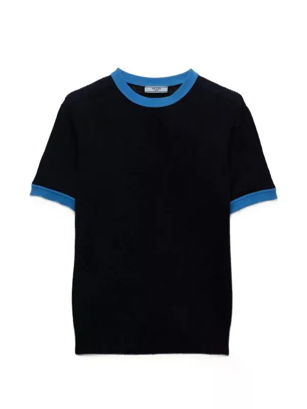 Prada Cashmere Crew-neck Sweater With Contrast Trim - Black