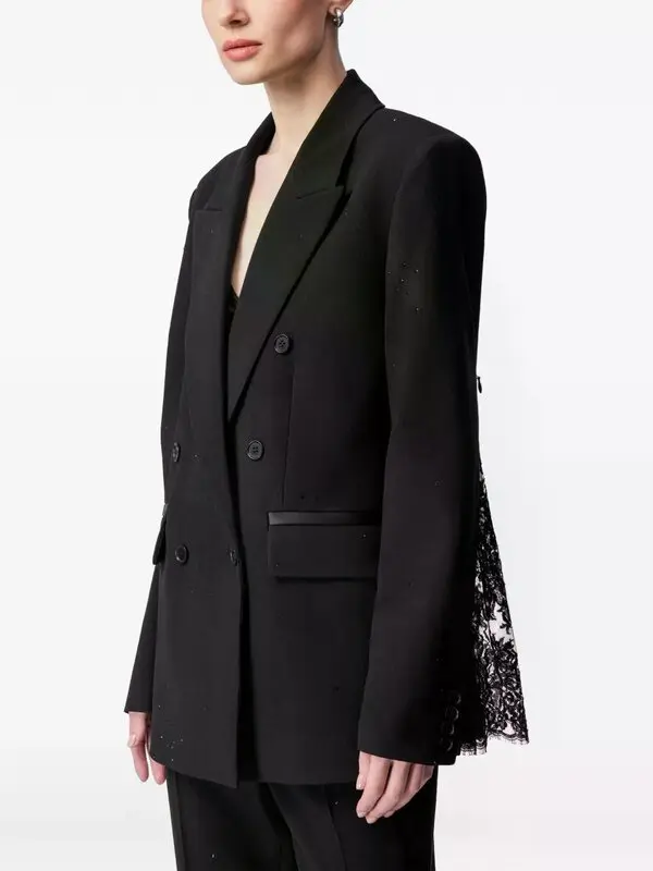 ARTICLE TEN Lace Embellished Double-breasted Blazer