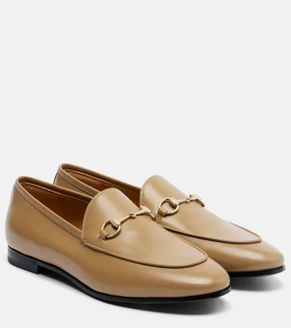 Gucci Jordaan Horsebit Leather Loafers - Beige
