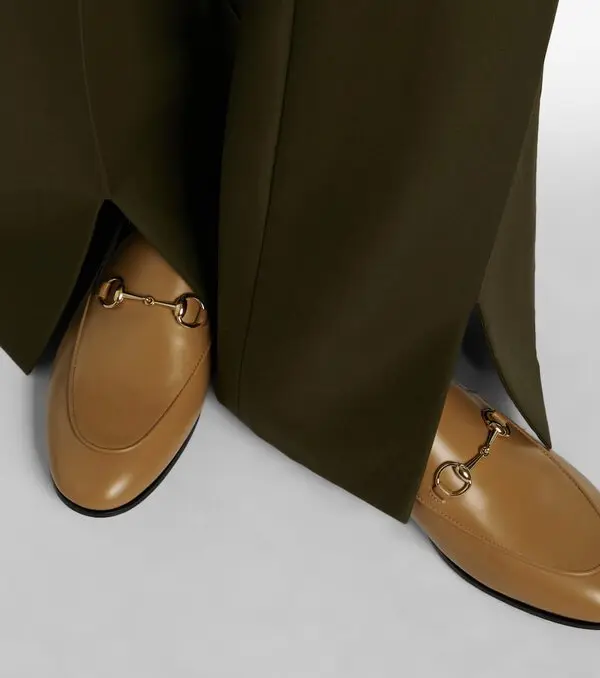 Gucci Jordaan Horsebit Leather Loafers - Beige