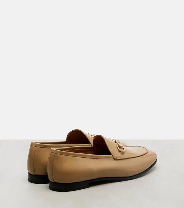 Gucci Jordaan Horsebit Leather Loafers - Beige