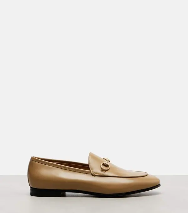Gucci Jordaan Horsebit Leather Loafers - Beige