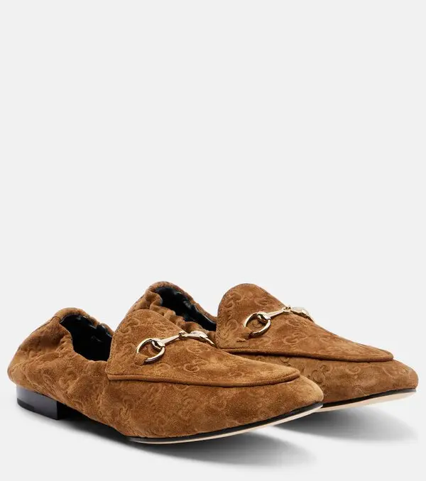 Gucci Jordaan Doria Suede Loafers - Brown